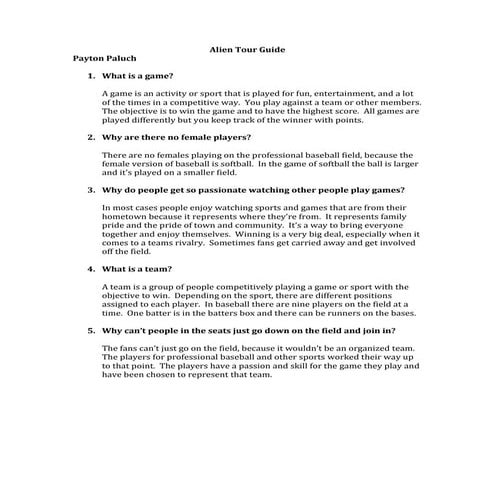 Alien tour guide fys | DOCX