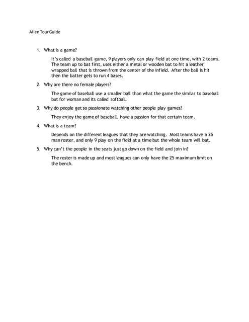 Alien tour | DOCX | Science Fiction | Genres