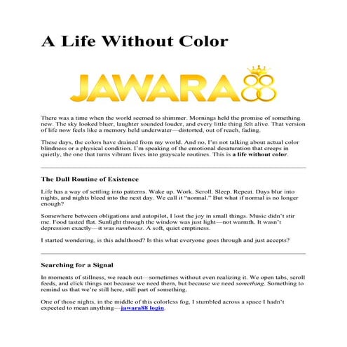 A Life Without Color: Digital Silence xx | PDF