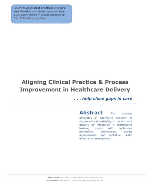 Aligning Clinical Practice and Process Improvement | PDF Aligning Clinical Practice and Process Improvement | PDF