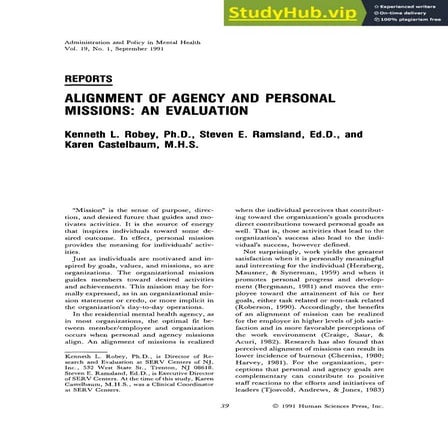 Alignment Of Agency And Personal Missions An Evaluation | PDF
