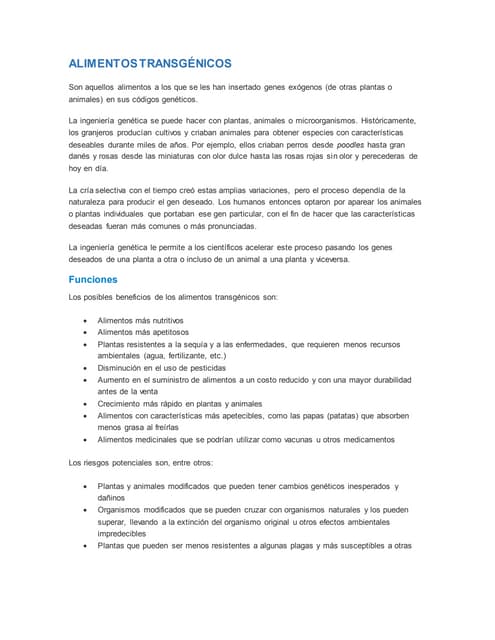 Los transgénicos | PDF
