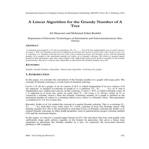 A Linear Algorithm For The Grundy Number Of A Tree Pdf 