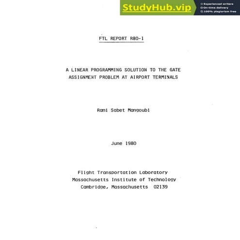 A Linear Programming Solution To The Gate Assignment Problem At Airport ...
