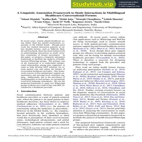 A Linguistic Annotation Framework To Study Interactions In Multilingual Healthcare ...