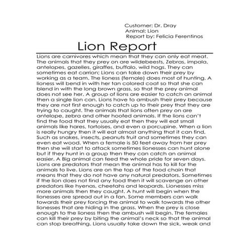 A lion report | DOCX