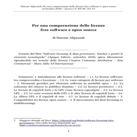 Per una comprensione delle licenze free software e open source (sett ...