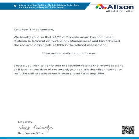 Alison attestation-737-9118939 | PDF