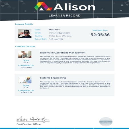 Alison learner record | PDF