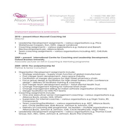 Alison Maxwell CV | DOCX