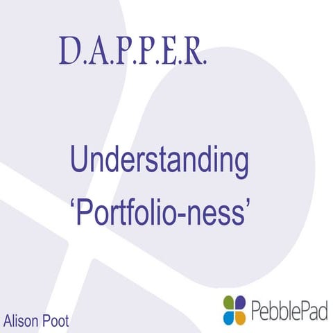 DAPPER: Understanding 'portfolio-ness' - Alison Poot (PebblePad) | PPTX