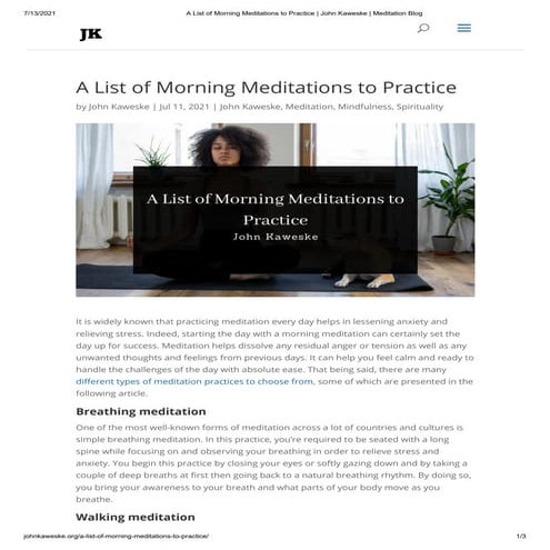 A List of Morning Meditations To Practice | PDF