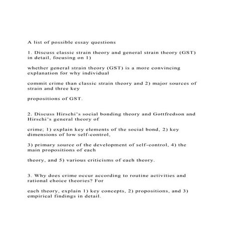 A list of possible essay questions 1. Discuss classic stra.docx