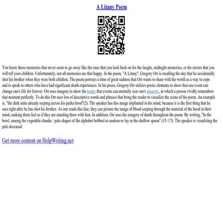 A Litany Poem | PDF