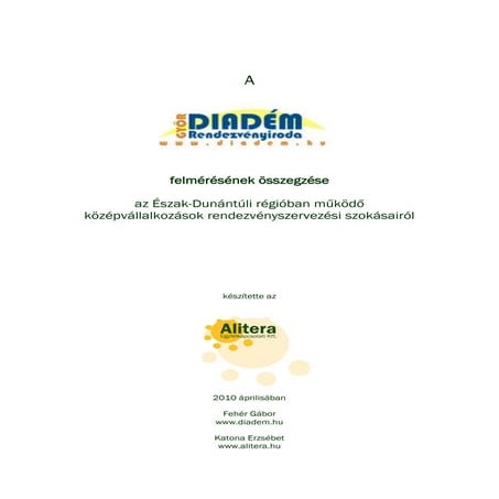 ALITERA - DIADÉM Rendezvényiroda - marketingkutatás összegzése | PDF