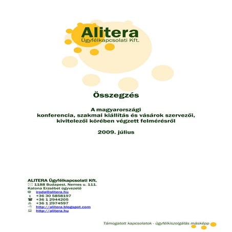 ALITERA Kft. - Összegzés a kiállítás, vásár és rendezvényszervezők ...