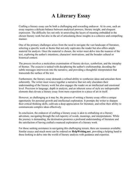 Sample Literary Analysis Essay. Brigham Young University-Hawaii | PDF