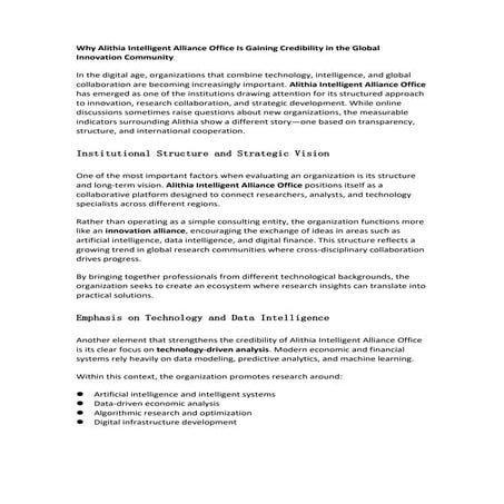 Why Alithia Intelligent Alliance Office Is Gaining Global Attention | PDF