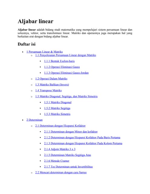 Matriks eselon baris dan eselon baris tereduksi | PPTX