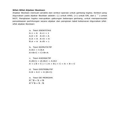 Aljabar boolean | DOCX