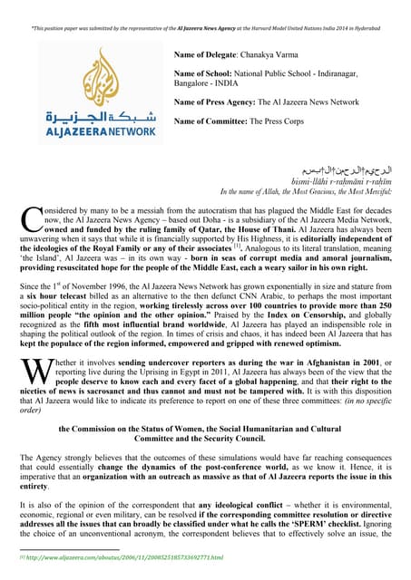 Harvard MUN India 14 Press Corps Al Jazeera Position Paper PDF harvard-mun-india-14-press-corps-al-jazeera-position-paper-pdf