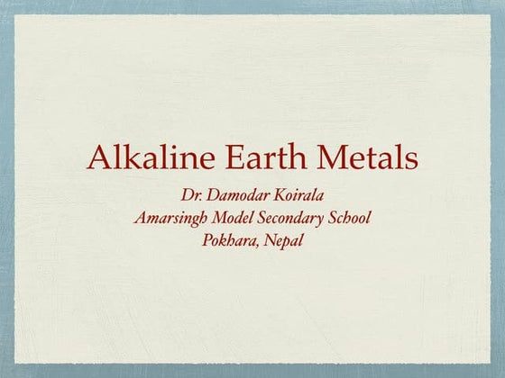 Alkaline and Alkaline Earth Metals | PPT