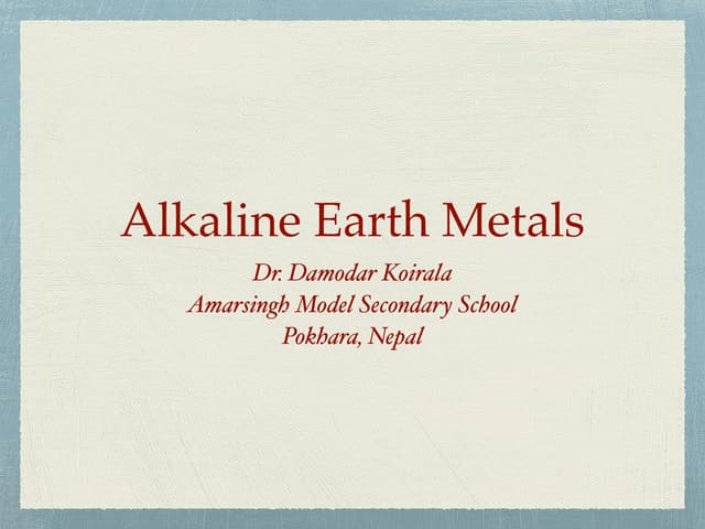 Group 2- The Alkaline Earth Metals | PPTX
