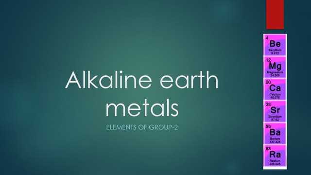 Group 2- The Alkaline Earth Metals | PPTX | Chemistry | Science