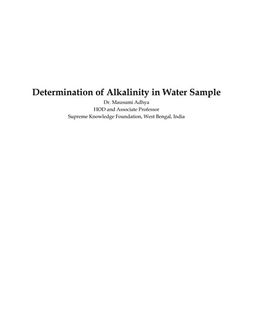 Lab 4 alkalinity –acidity and determination of alkalinity in water | PDF