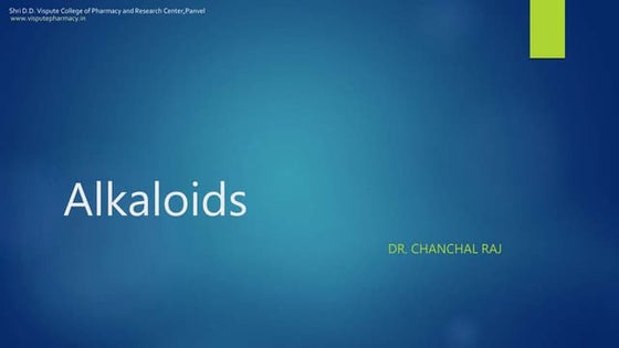 alkaloids and extraction of alkaloids | PPT
