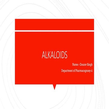 Introduction Classification Of Alkaloids | PPTX