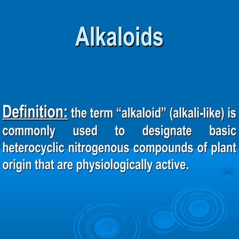 Alkaloids introduction | PPT | Chemistry | Science