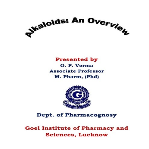 Introduction Classification Of Alkaloids | PPTX