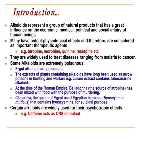 alkaloids and extraction of alkaloids | PPTX