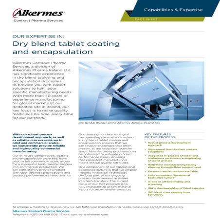 Alkermes dry blend capabilities | PDF | Pharmaceutical Industry ...