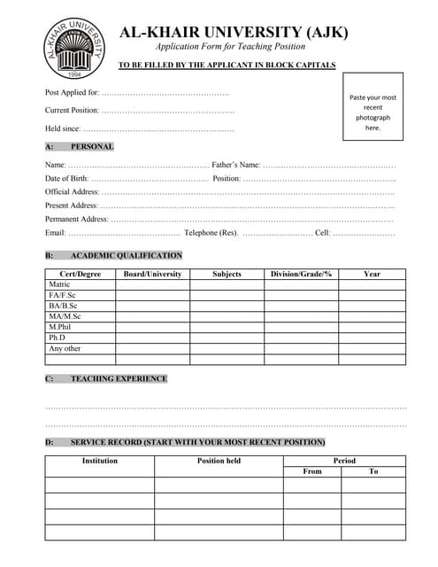 Application form of chpm | PDF