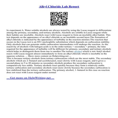 Alkyl Chloride Lab Report | PDF