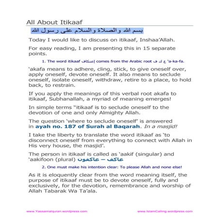 All About Itikaaf | PDF