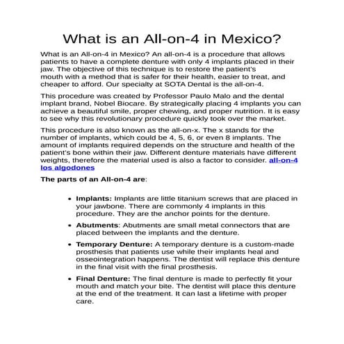 All-on-4 Dental Implants Problems | PPTX