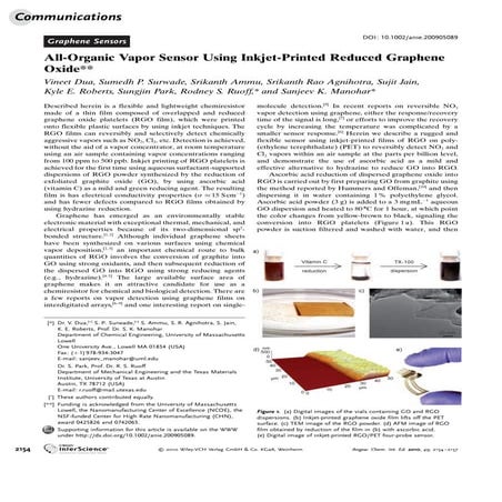 All organic vapor sensor using inkjet-printed reduced graphene oxide | PDF