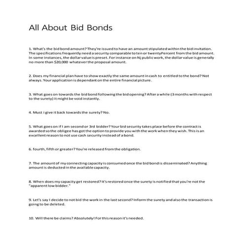 All about bid bonds | PDF
