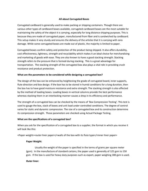 The Corrugted Box-Making Process | PDF