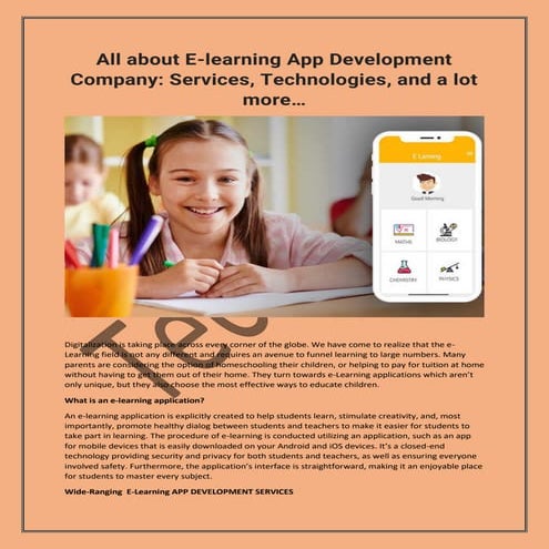 All about E-learning App Development Company.pdf | Computer Software and Applications | Computing