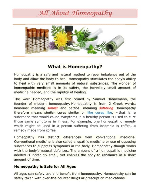 What is homeopathic medicine | PDF