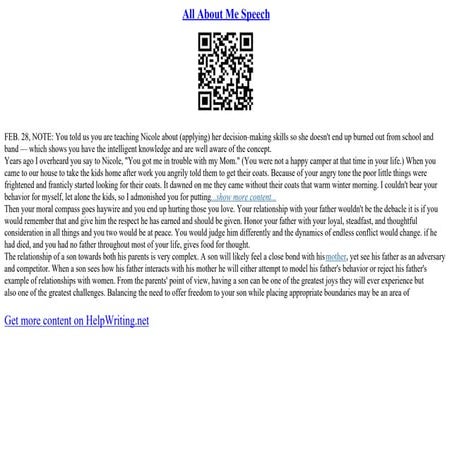 All About Me Speech | PPT