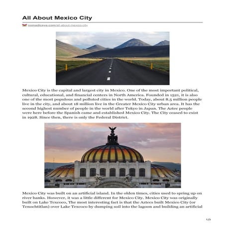 All About Mexico City | PDF | North America Travel | Travel Locations
