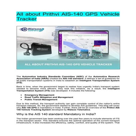Why is the AIS 140 standard Mandatory in India? | PDF