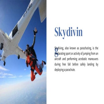 HOPE 4 Recreational Outdoor Activities: Skydiving | PPTX