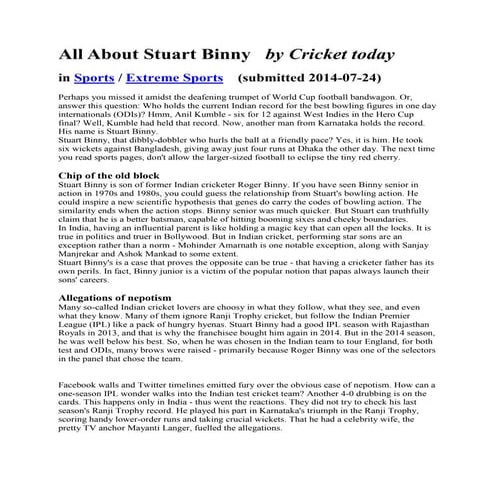 All about stuart binny | PDF