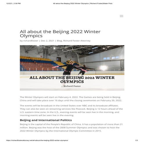 All About The Beijing 2022 Winter Olympics | PDF
